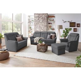 VILLA BECK Polstergarnitur Lugano, (Set, 3-tlg), Kopfteilverstellung, in Sitzhöhe 46 cm, 3-Sitzer und 2x Sessel, schwarz