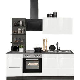 Kochstation Küchenzeile KS-Brindisi, mit E-Geräten, Breite 210 cm, weiß