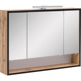 Schildmeyer Spiegelschrank Maxima Breite 80 cm, 3-türig, LED-Beleuchtung, Schalter-/Steckdosenbox, beige