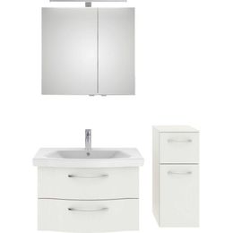 Saphir Badmöbel-Set 6005 Sprint 3-teilig, Keramik-Waschtisch mit LED-Spiegelschrank, (4-St), Unterschrank, inkl. Türdämpfer, 3 Türen, 3 Schubladen, Bad-Set, weiß