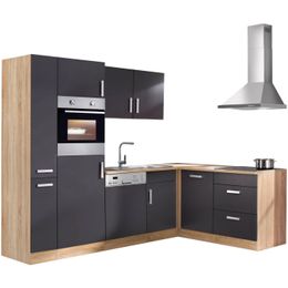 Kochstation Winkelküche KS-Toronto, Stellbreite 260x170 cm, mit E-Geräten, grau