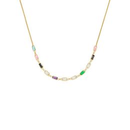 Firetti Kette ohne Anhänger Schmuck Geschenk Silber 925 Halsschmuck Halskette Ankerkette, mit Zirkonia (synth), blau|bunt|gelb|goldfarben|grün|lila|rosa|schwarz