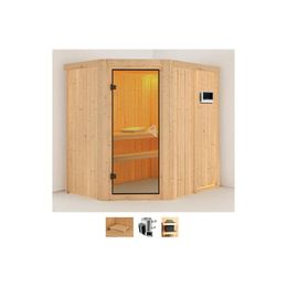 Karibu Sauna Swantje, BxTxH: 151 x 196 x 198 cm, 68 mm, (Set) 3,6-kW-Plug & Play Ofen mit externer Steuerung, beige