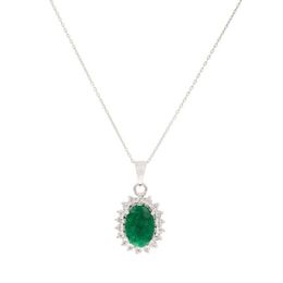 Firetti Kette mit Anhänger Schmuck Geschenk Silber 925 Halsschmuck Halskette Ankerkette, mit Smaragd (beh), Topas, grün|silberfarben