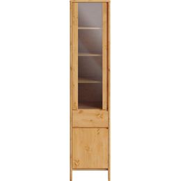 Home Affaire Vitrine Luven zertifiziertes Massivholz, Höhe 192 cm, 2 Türen und 1 Schublade, beige