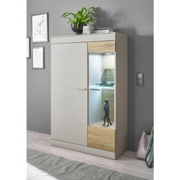 Inosign Vitrine SCARA mit Applikation Zinneiche Dekor, Breite 90 cm, mit Softclose-Funktion, grau