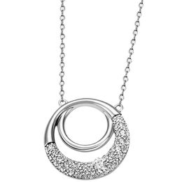 Firetti Kette mit Anhänger Schmuck Geschenk Silber 925 Halsschmuck Halskette Ankerkette Kreis, mit Zirkonia (synth), silberfarben|weiß