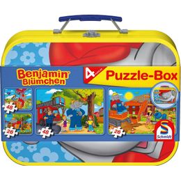 Schmidt Spiele Puzzle Puzzlebox im Metallkoffer, Benjamin Blümchen®, 148 Puzzleteile, bunt