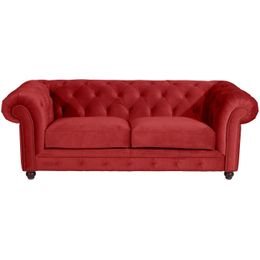 Max Winzer® Chesterfield-Sofa Old England, im Retrolook, Breite 218 cm, rot