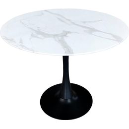 my home Esstisch Alannah, Tischplatte in Marmoroptik, schwarz|weiß