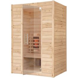 RORO Sauna & Spa Infrarotkabine ABN D431, BxTxH: 132 x 102 x 198 cm, 45 mm, Fronteinstieg, inkl Fußboden und Steuergerät, beige