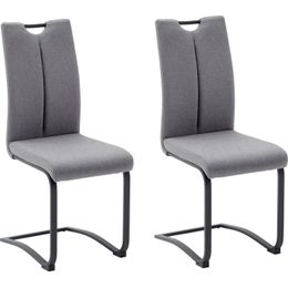 MCA furniture Freischwinger Sambia (Set, 4 St), 4-er Set, Stuhl mit Stoffbezug und Griffloch, belastbar bis 120 kg, grau