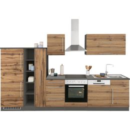 Kochstation Küchenzeile KS-Samos, ohne E-Geräte, Breite 340 cm, grau