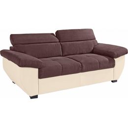 COTTA Polstergarnitur, (Set), Set: bestehend aus 2,5-Sitzer Sofa und Hocker, 2,5-Sitzer, beige|braun