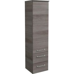 Saphir Midischrank Quickset Badschrank 35 cm breit, 1 Tür, 2 Schubladen, 2 Einlegeböden Badezimmer-Midischrank inkl. Türdämpfer, Griffe in Chrom glänzend, grau