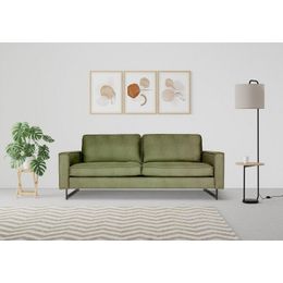 Places of Style 3-Sitzer Pinto, mit Keder und Metallfüßen, grün