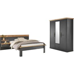 Home Affaire Schlafzimmer-Set Westminster, beinhaltet 1 Bett, Kleiderschrank 3-türig und 1 Wandpaneel, grau