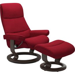 stressless® Relaxsessel View (Set, Relaxsessel mit Hocker), mit Classic Base, Größe M,Gestell Wenge, rot