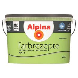 Alpina Wand- und Deckenfarbe Farbrezepte Frühlingswiese, Frisches Grün, matt, 2,5 Liter, grün