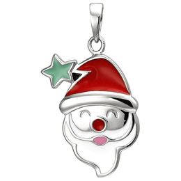 Jobo Kettenanhänger Anhänger Weihnachtsmann-Kopf, 925 Silber, rot