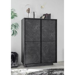 Lc Highboard Carrara, grifflos, grau