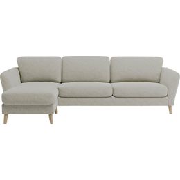 Home Affaire Ecksofa MARSEILLE (279/152cm), Recamiere rechts/links wählbar, Massivholzbeine aus Eiche, in verschieden Bezügen und Farbvarianten, beige|braun