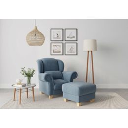 Home Affaire Ohrensessel Queenie Ohrenseesel (1-St), mit softem, weichem Sitzkomfort und zeitlosem Design, blau