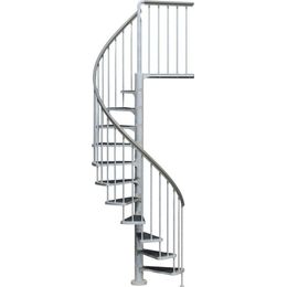 Dolle Außentreppe Gardenspin, für Geschosshöhen bis 305,5 cm, Stufen offen, Metall, grau