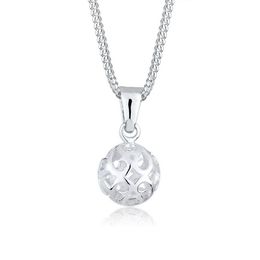 Elli Kette mit Anhänger Kugel Ornament Verspielt 925 Sterling Silber, silberfarben