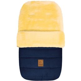 Heitmann Felle Fußsack Eisbärchen - Winterfußsack, mit echtem Lammfell, für Kinderwagen, Buggy, 5 Gurtschlitze, waschbar, blau