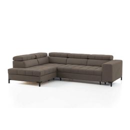 exxpo - sofa fashion Ecksofa Bocco, Wahlweise mit Bettfunktion und Bettkasten, 5 verstellbare Kopfstützen, braun