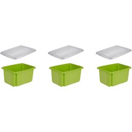 keeeper Organizer emil (Set, 3 St), Aufbewahrungsbox, 15 L, mit Deckel, hochwertiger Kunststoff, grün