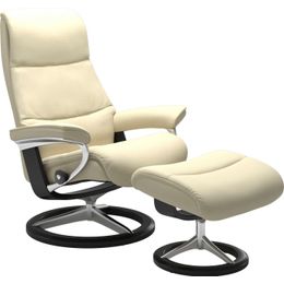 stressless® Relaxsessel View (Set, Relaxsessel mit Hocker), mit Signature Base, Größe L,Gestell Schwarz, beige