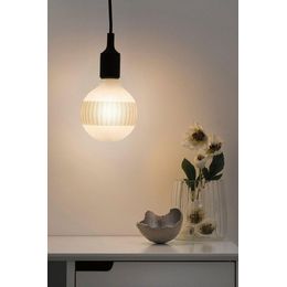 Paulmann LED-Leuchtmittel Globe 125mm Ringspiegel Schwarz matt liniert, E27, 1 St., Warmweiß, schwarz|weiß