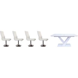 Salesfever Essgruppe, (Set, 5-tlg), Tisch mit Ausziehfunktion, weiß