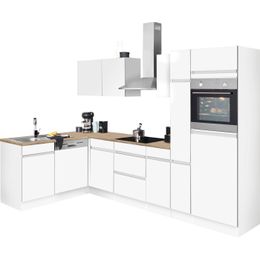 Optifit Winkelküche Roth, mit E-Geräten, Stellbreite 300 x 175 cm, weiß
