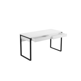 Places of Style Schreibtisch Moid, Computertisch im modernen Design, Breite 140 cm, mit Metallbeinen & 2 Schubladen, schwarz|weiß