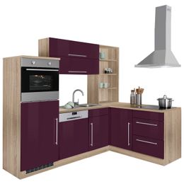 Kochstation Winkelküche KS-Samos, ohne E-Geräte, Stellbreite 230 x 170 cm, lila
