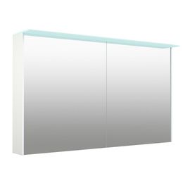 Welltime Spiegelschrank D-Line Badmöbel, 121,5 cm breit, doppelseitig verspiegelt, LED-Beleuchtung, weiß