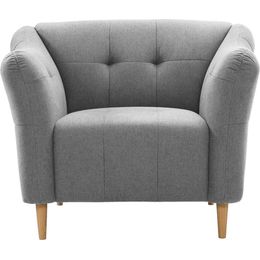 exxpo - sofa fashion Sessel Soraya, mit Holzfüßen, frei im Raum stellbar, grau