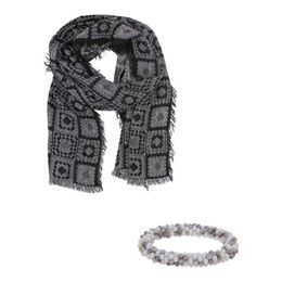 Leslii Strickschal, Set aus Schal und Armband, grau