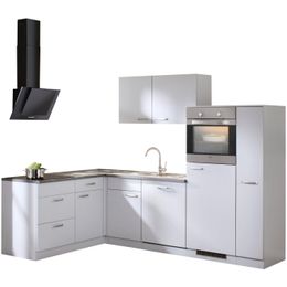 Wiho-Küchen wiho Küchen Winkelküche Michigan, mit E-Geräten, 260 x 170 cm, grau|weiß