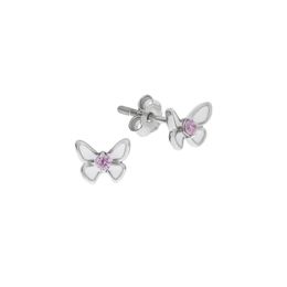 ZEEme Paar Ohrstecker Silber 925 Schmetterling Zirkonia pink, weiß