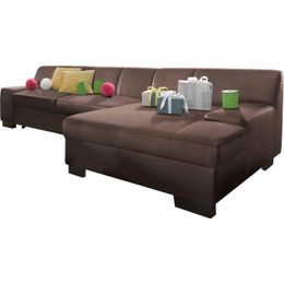 DOMO collection Ecksofa Norma Top L-Form, wahlweise mit Bettfunktion, braun