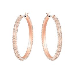 Swarovski Paar Creolen Stone, rosa, rosé Vergoldung, 5383938, mit Swarovski® Kristall, goldfarben|silberfarben