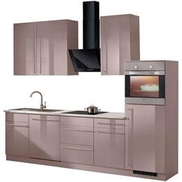 Wiho-Küchen wiho Küchen Küchenzeile Chicago, mit E-Geräten, Gesamtbreite 280 cm, braun|grau