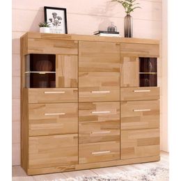 Woltra Highboard Ribe, Breite 125 cm mit 2 Glastüren, braun