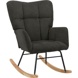 Inosign Schaukelsessel Anika (1-St), Sitz und Rücken gepolstert, Beine aus Metall und Holz, Sitzhöhe 48 cm, grau|schwarz
