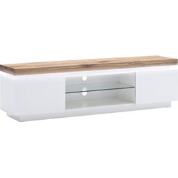 MCA furniture Lowboard Romina, mit LED Beleuchtung weiß dimmbar, inkl. Fernbedienung, weiß