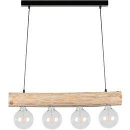 Spot-Light SPOT Light Pendelleuchte TRABO SIMPLE, Leuchtmittel wechselbar, Hängeleuchte, Holzbalken aus massivem Kiefernholz Ø 8-12 cm, braun|schwarz